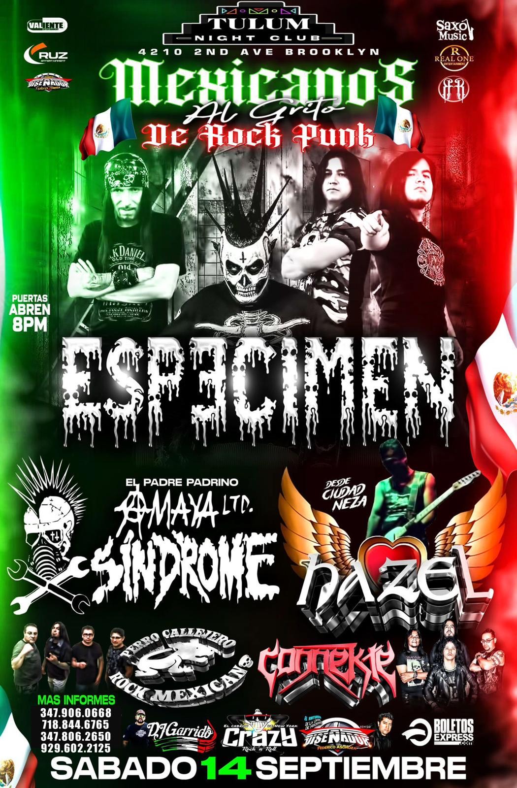 Especimen, Sindrome del punk, Hazel y mas. Tickets - BoletosExpress