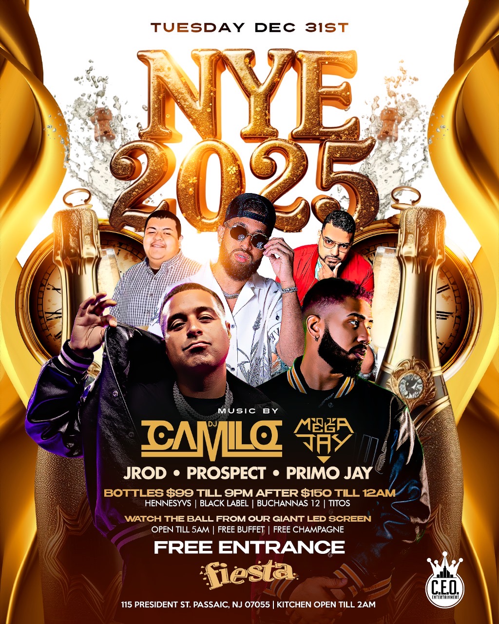 NYE 2025: DJ CAMILO, DJ MEGA JAY, JROD, PROSPECT, PRIMO JAY Tickets ...